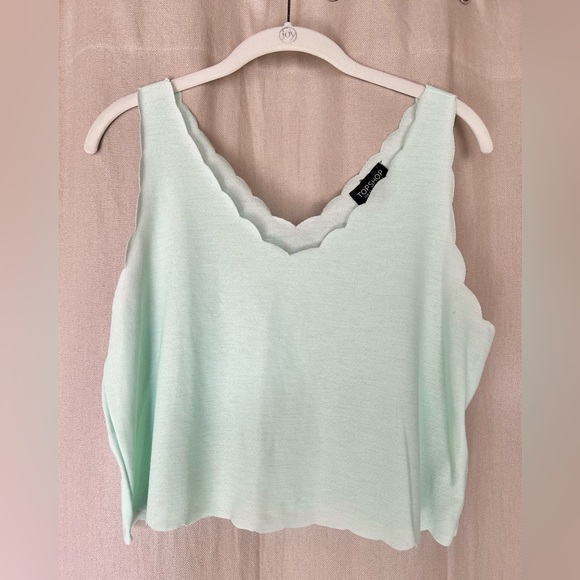 Topshop | Tops | Topshop Mint Green Scalloped Cropped Tank | Poshmark